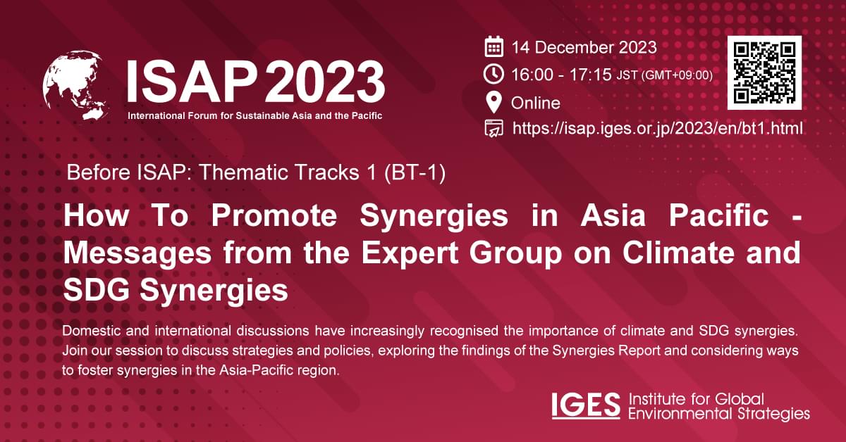 Before ISAP: Thematic Tracks 1 (BT-1) How To Promote Synergies in Asia ...